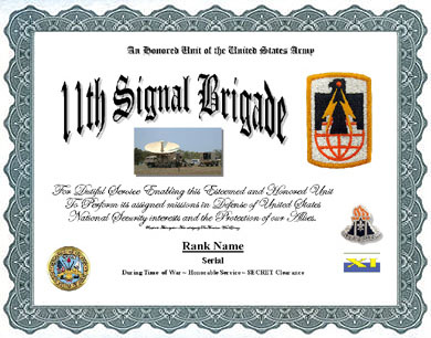 11th Signal Brigade Service Display Recognition